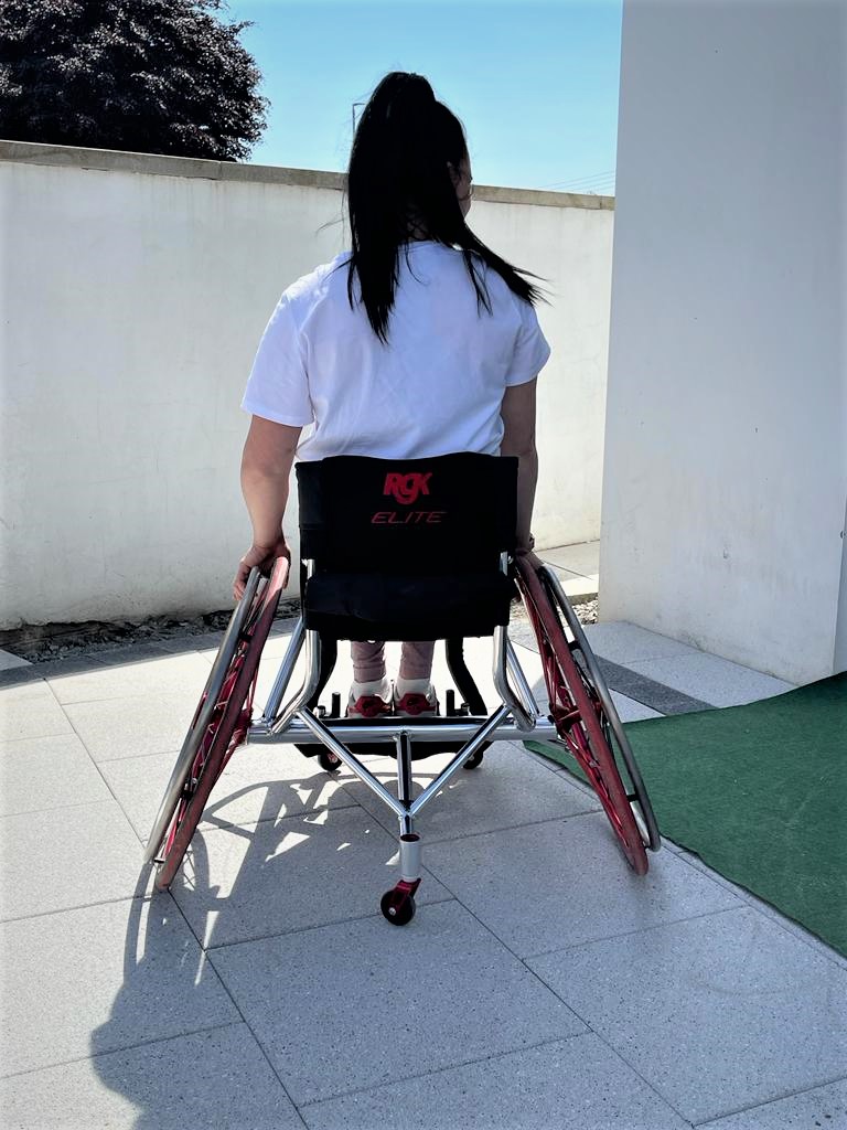 Natalie with her new RGK Elite Basketball Wheelchair